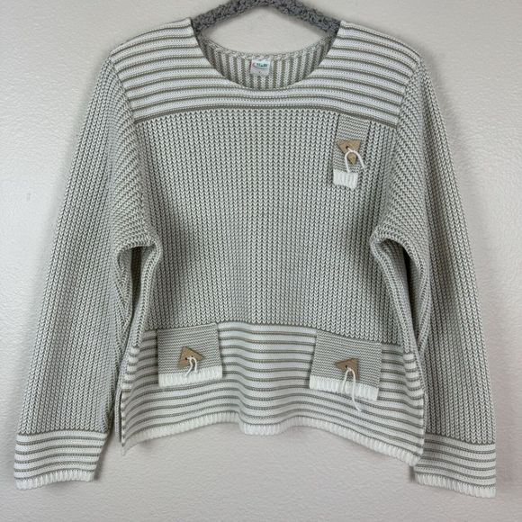 H&H | Sweaters | Vintage Hh Unique Acrylic Knit Sweater Wood Buttons ...